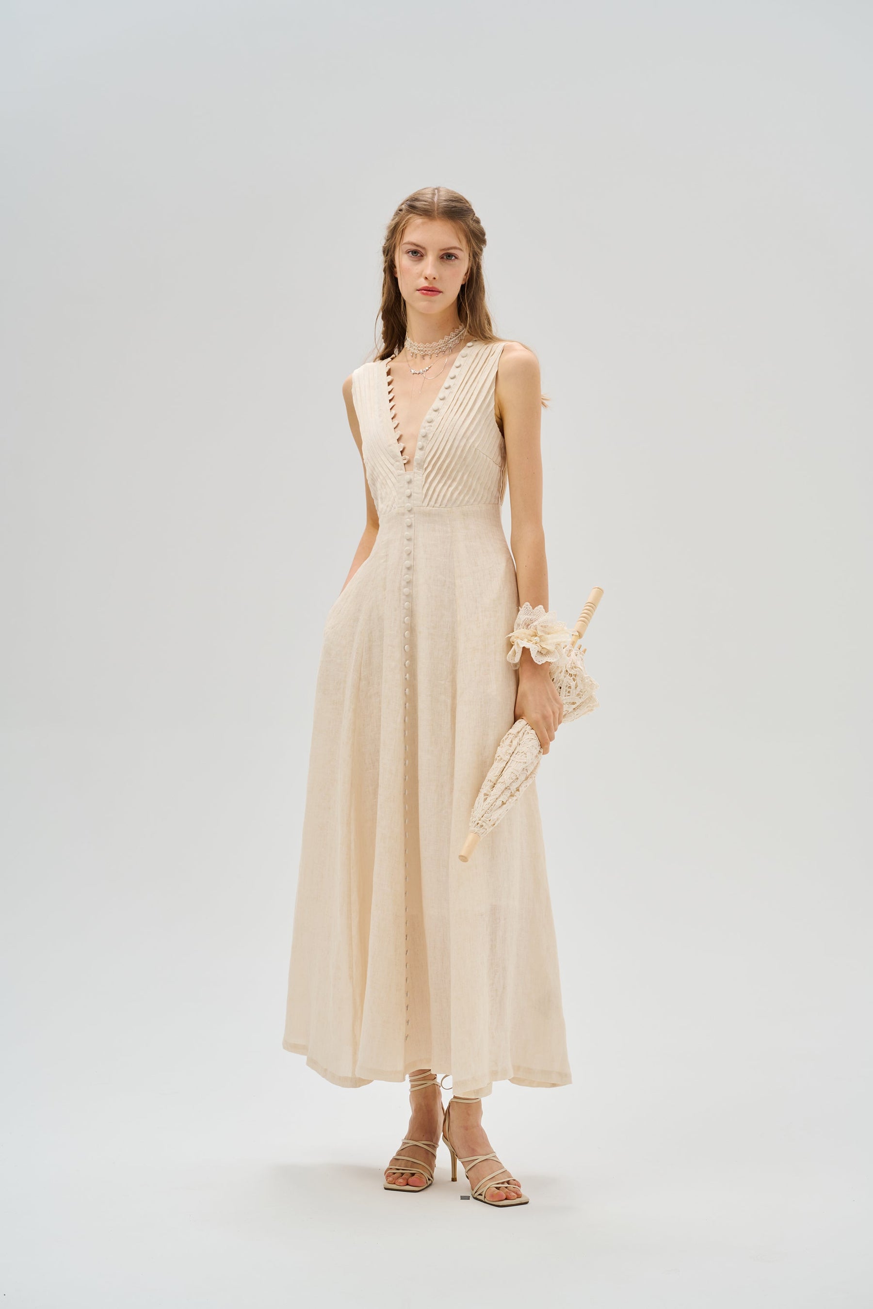 Rebecca 18 | Pleated Maxi Linen Dress – Linennaive