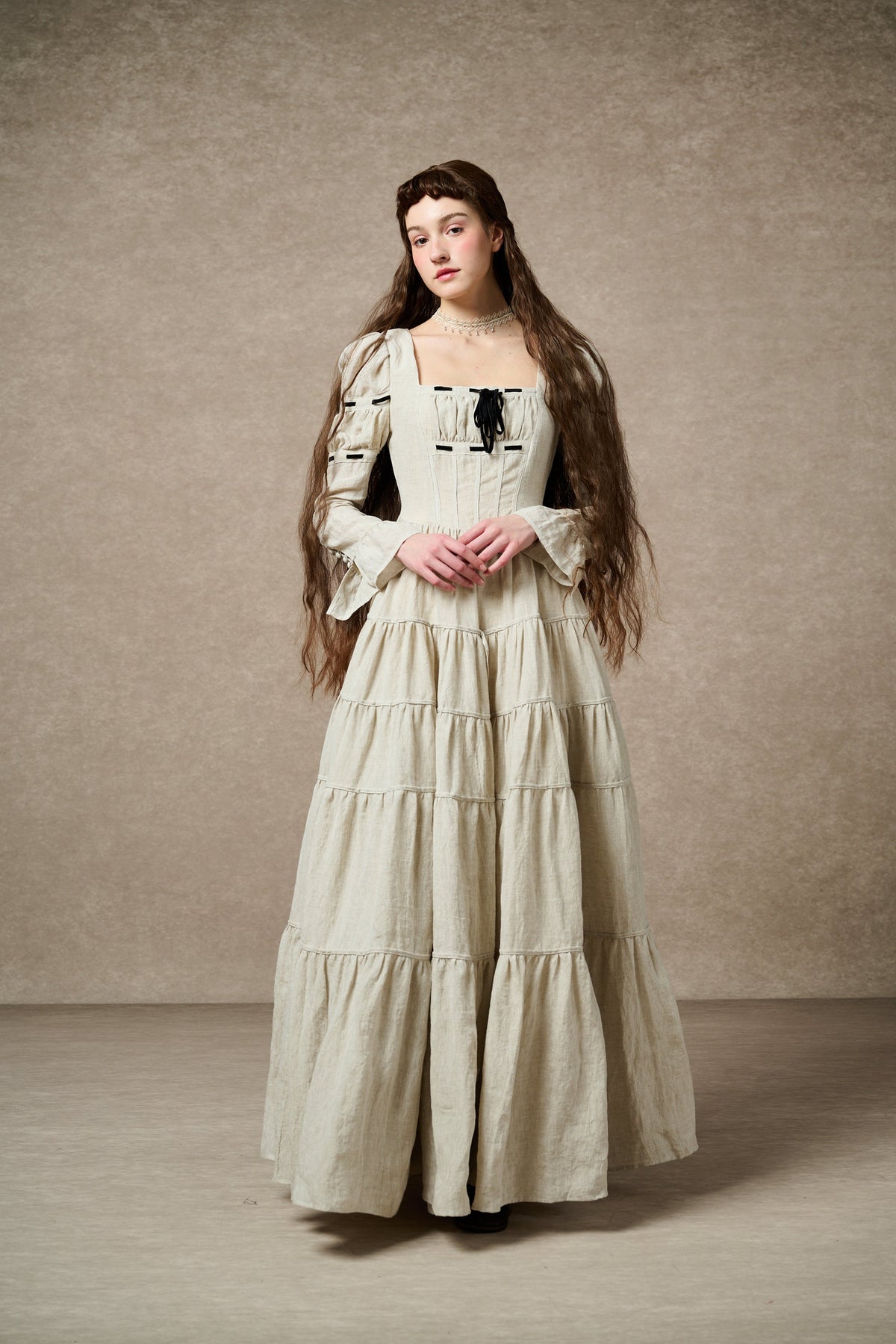 Queena 22 | Empired Maxi linen dress – Linennaive