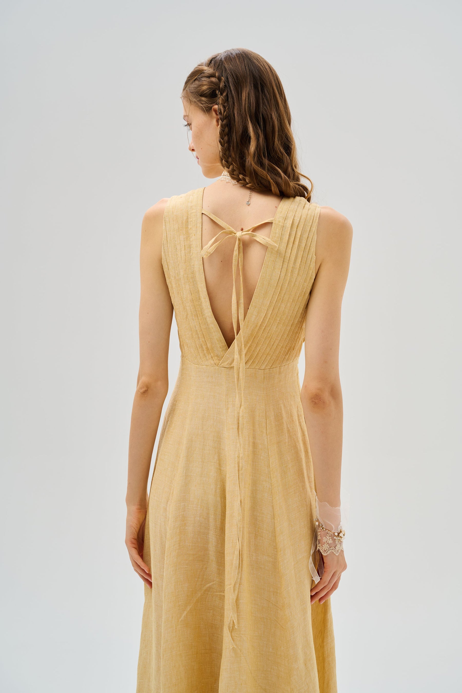 Rebecca 18 | Pleated Maxi Linen Dress – Linennaive