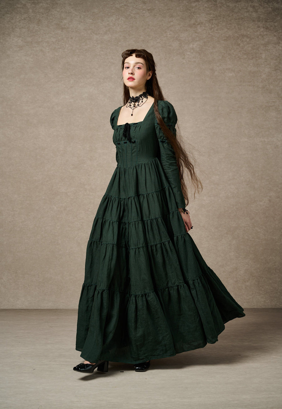 Queena 22 | Empired Maxi linen dress – Linennaive