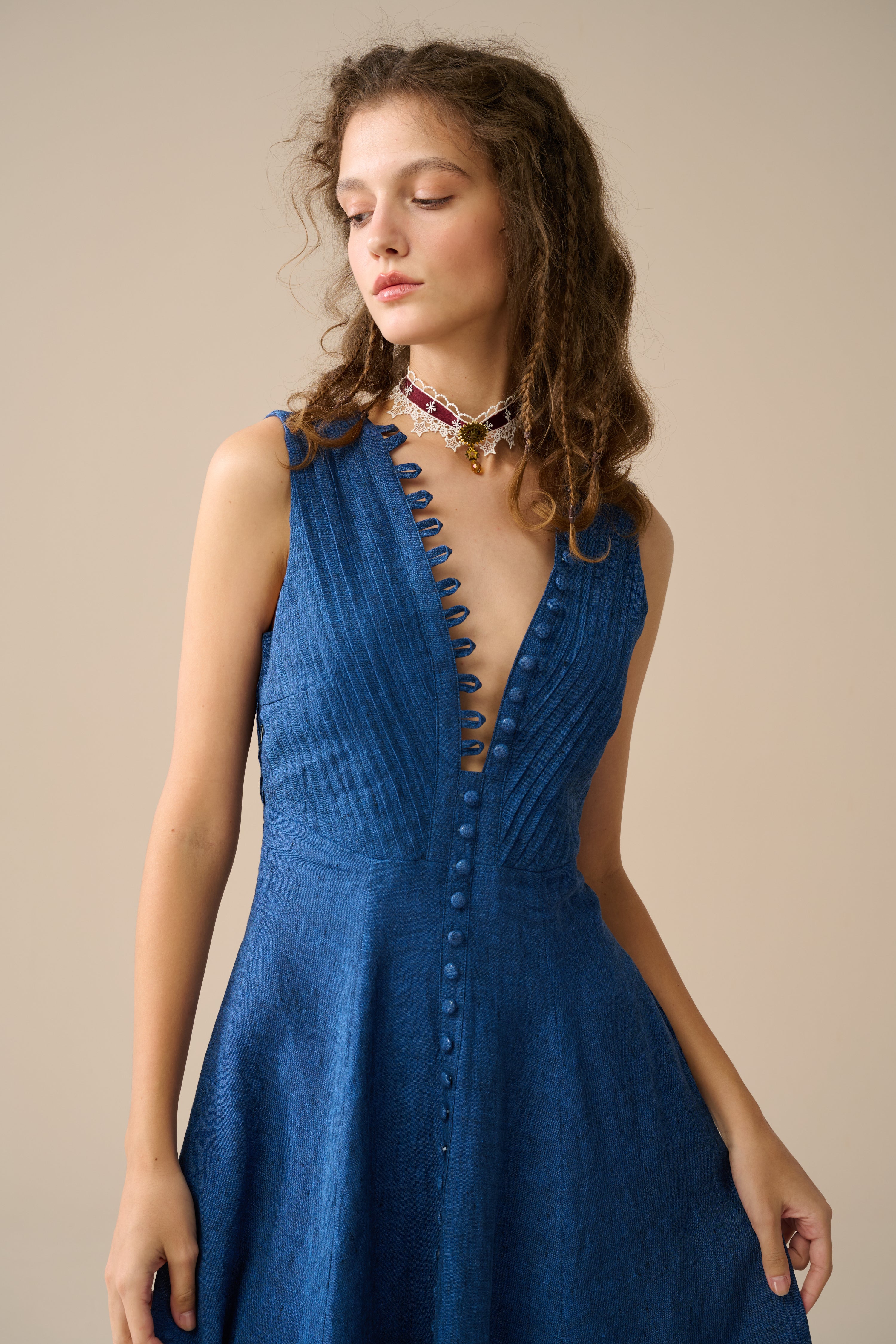 Rebecca 18 | Pleated Maxi Linen Dress – Linennaive