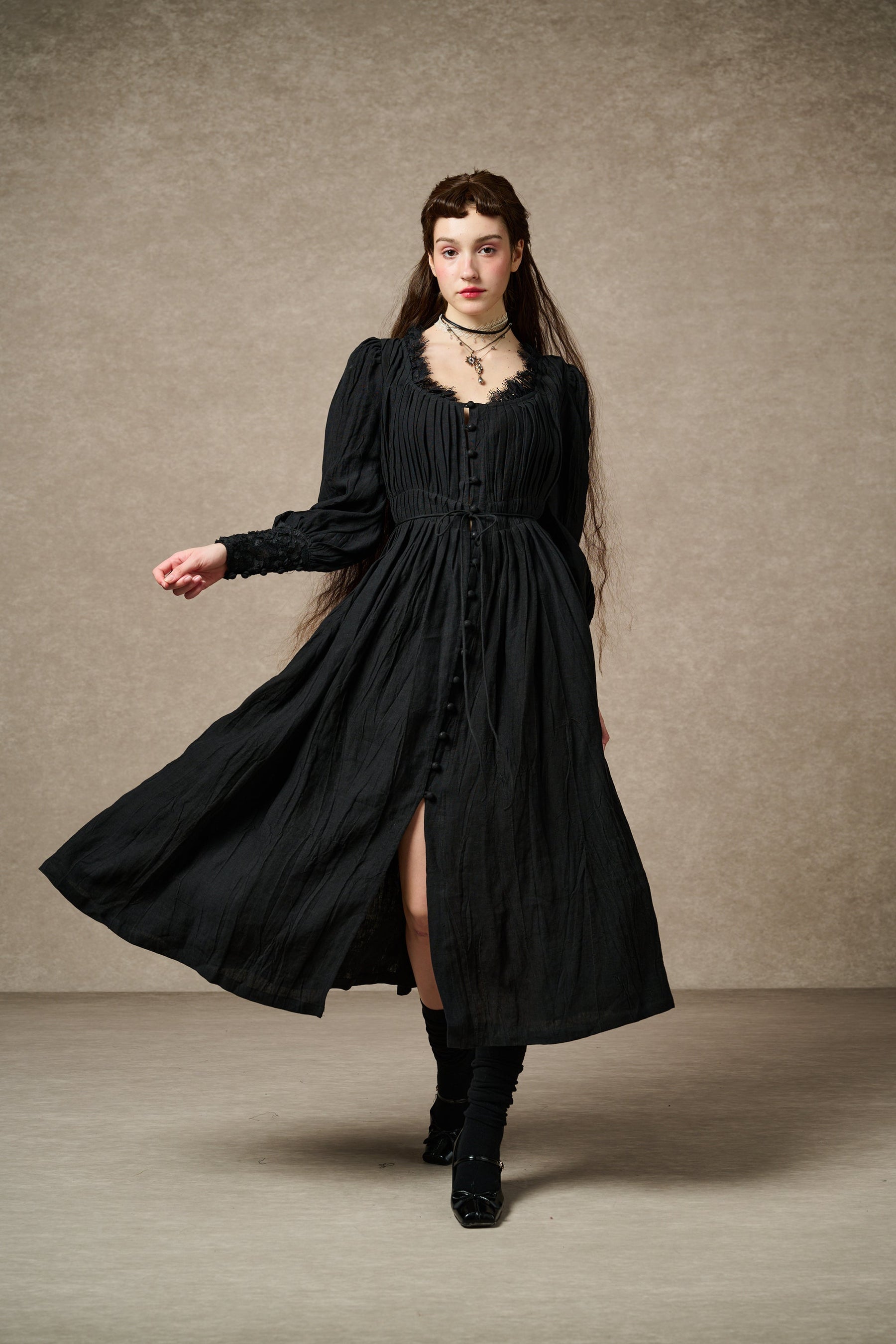 Josefina 19 | Dreamy Pleated Linen Dress Gown – Linennaive