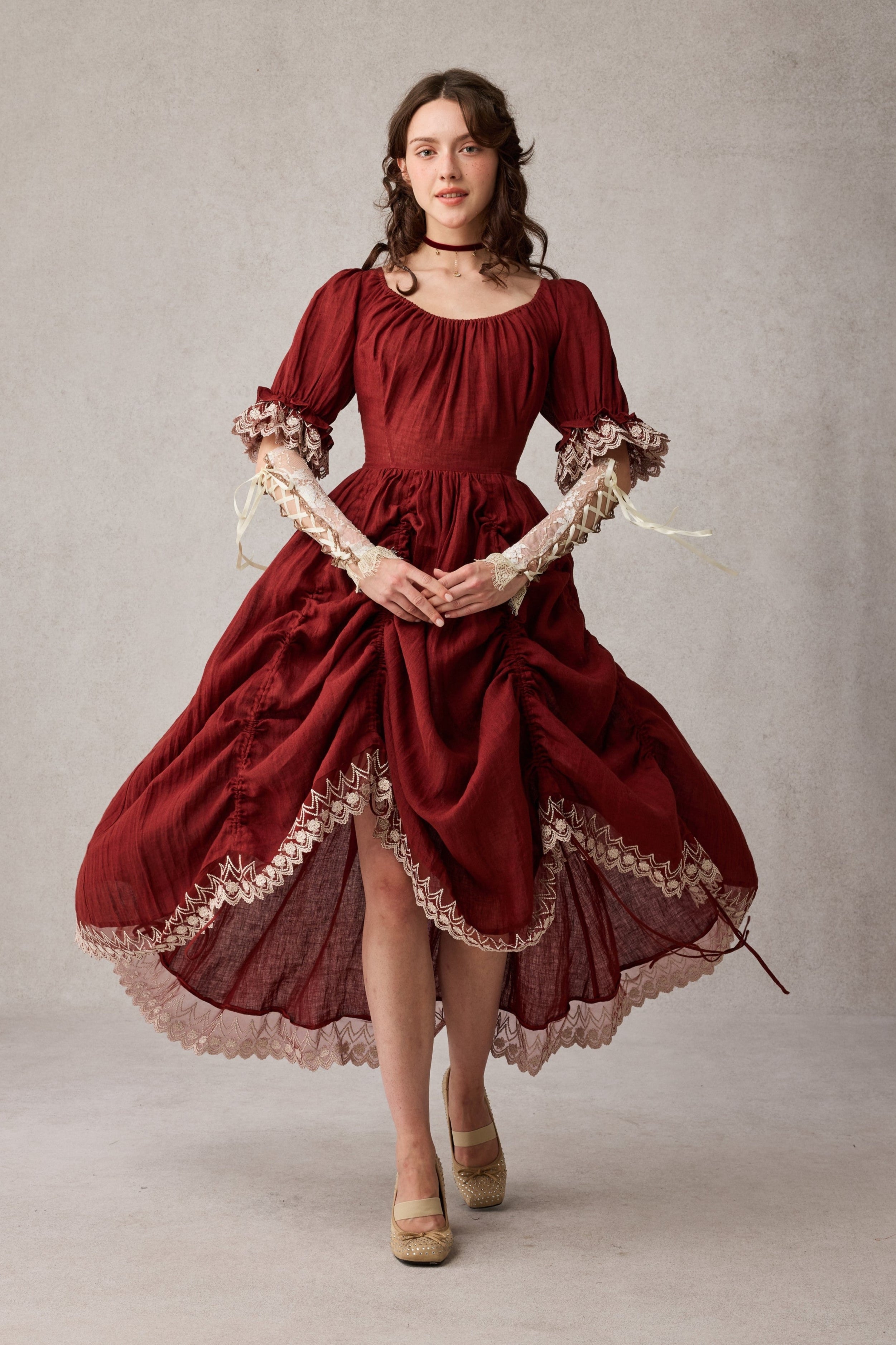 Elowen 27 | Lace Linen dress gown ( 2 way to wear ) – Linennaive