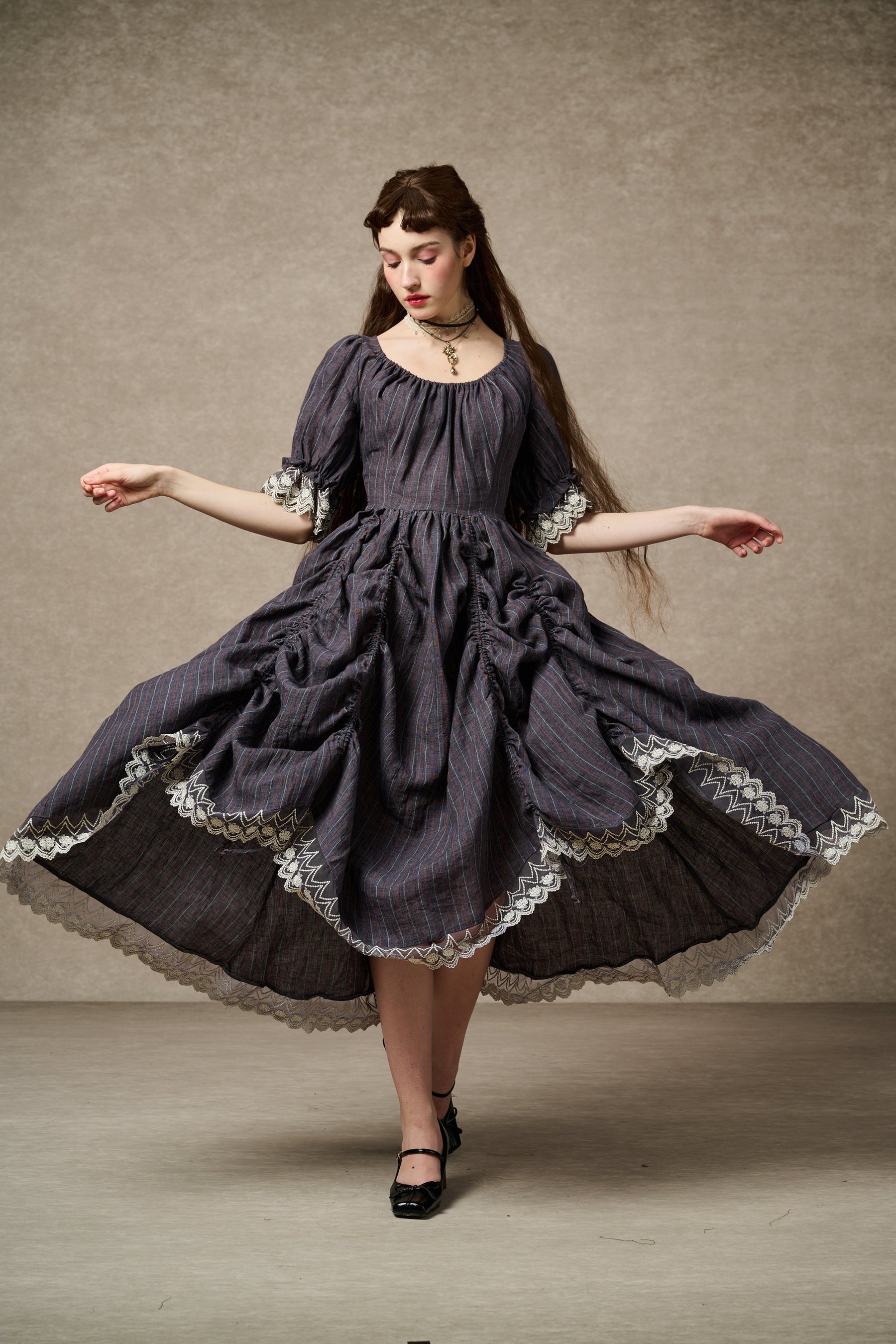 Elowen 27 | Lace Linen dress gown ( 2 way to wear ) – Linennaive