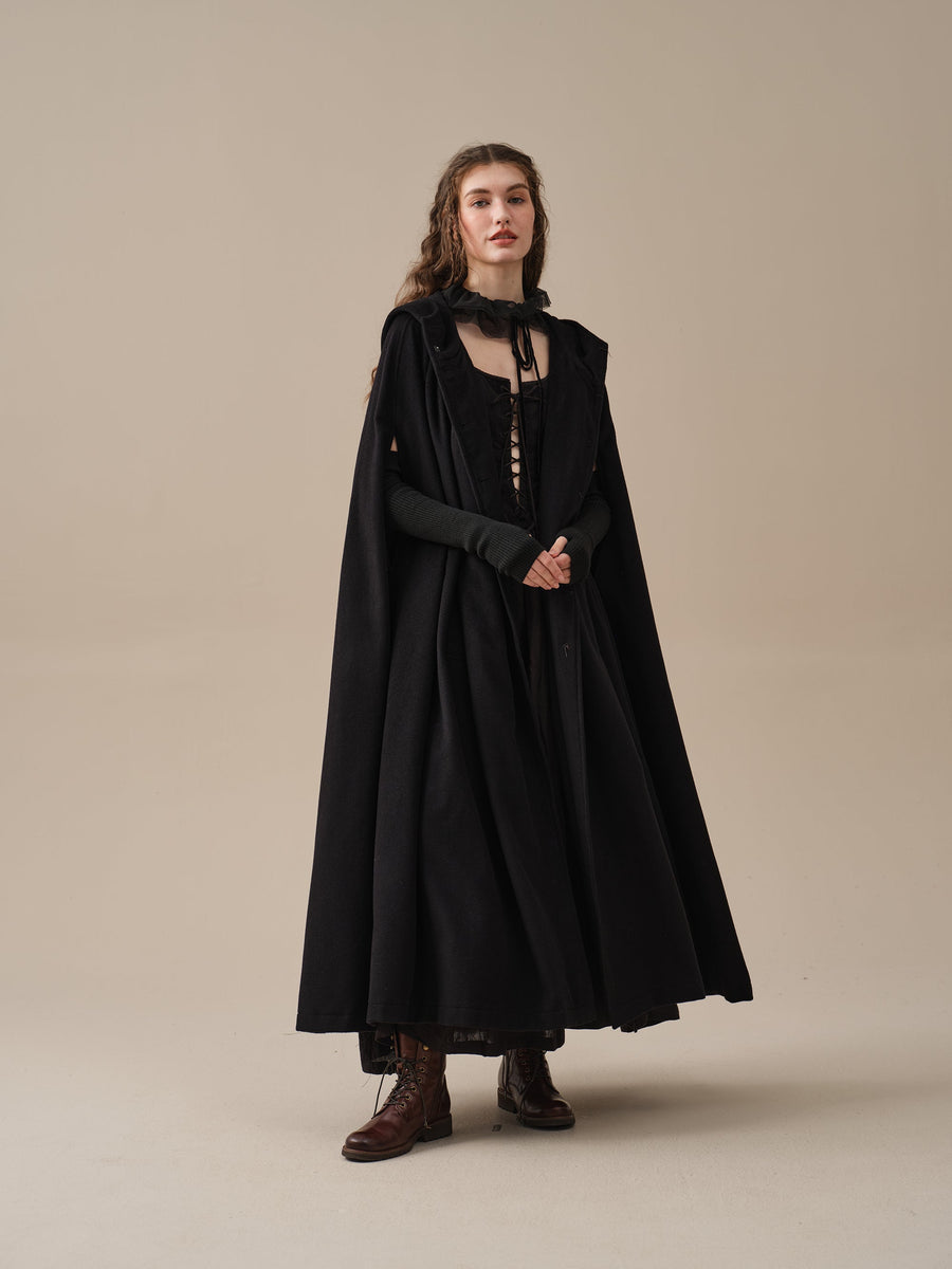 ARIEL 14 | HOODED WOOL CLOAK COAT – Linennaive