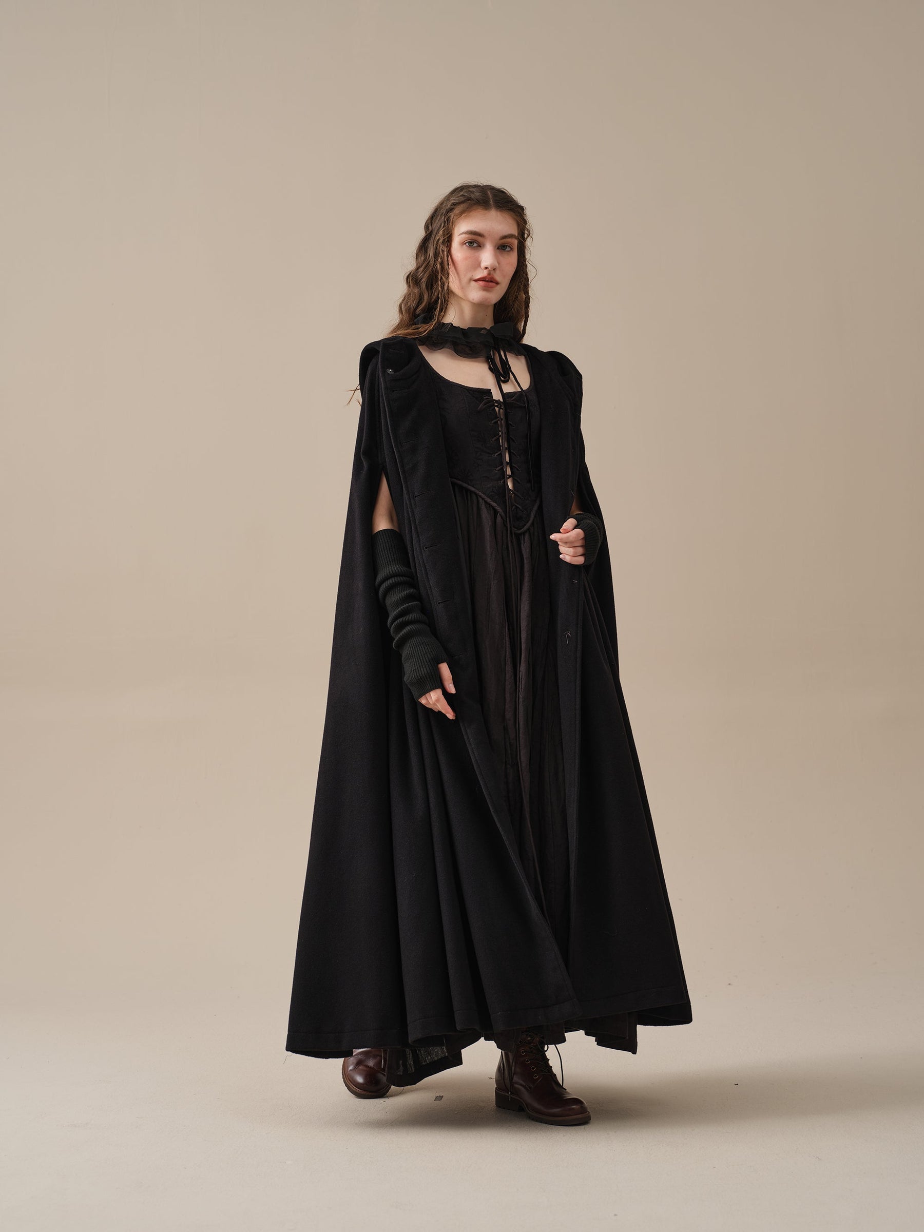 ARIEL 14 | HOODED WOOL CLOAK COAT – Linennaive