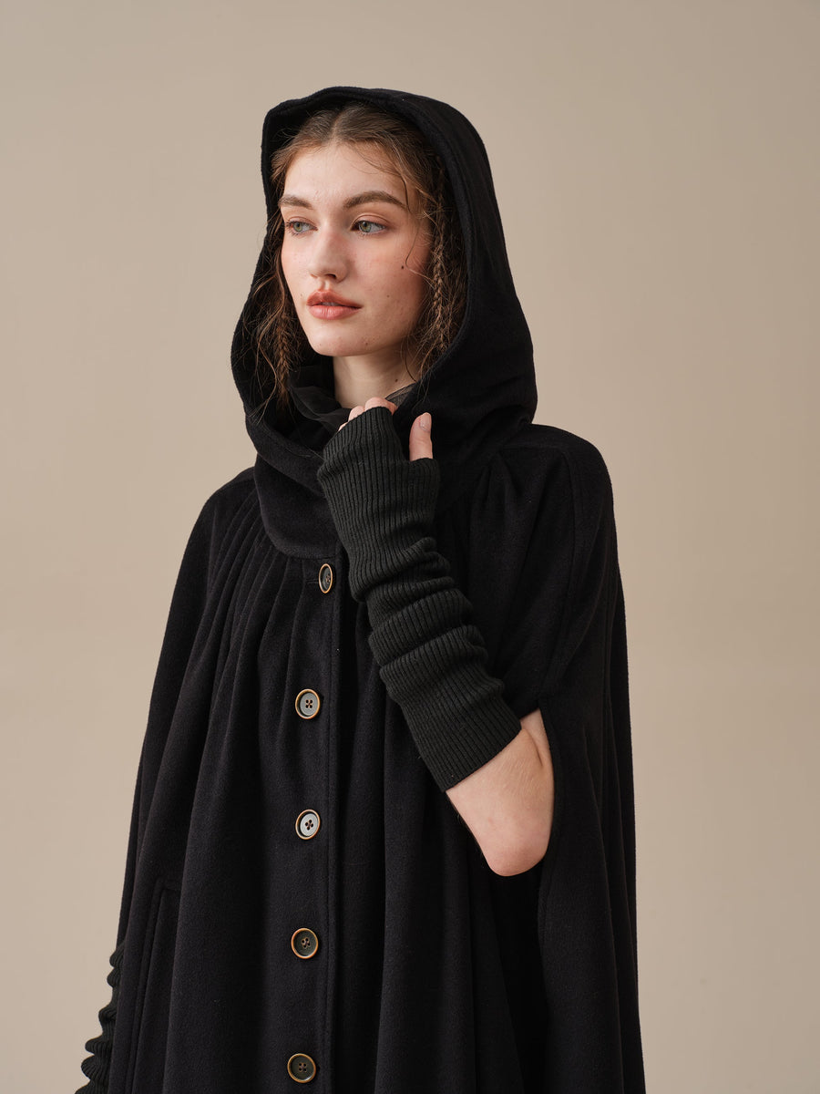 ARIEL 14 | HOODED WOOL CLOAK COAT – Linennaive