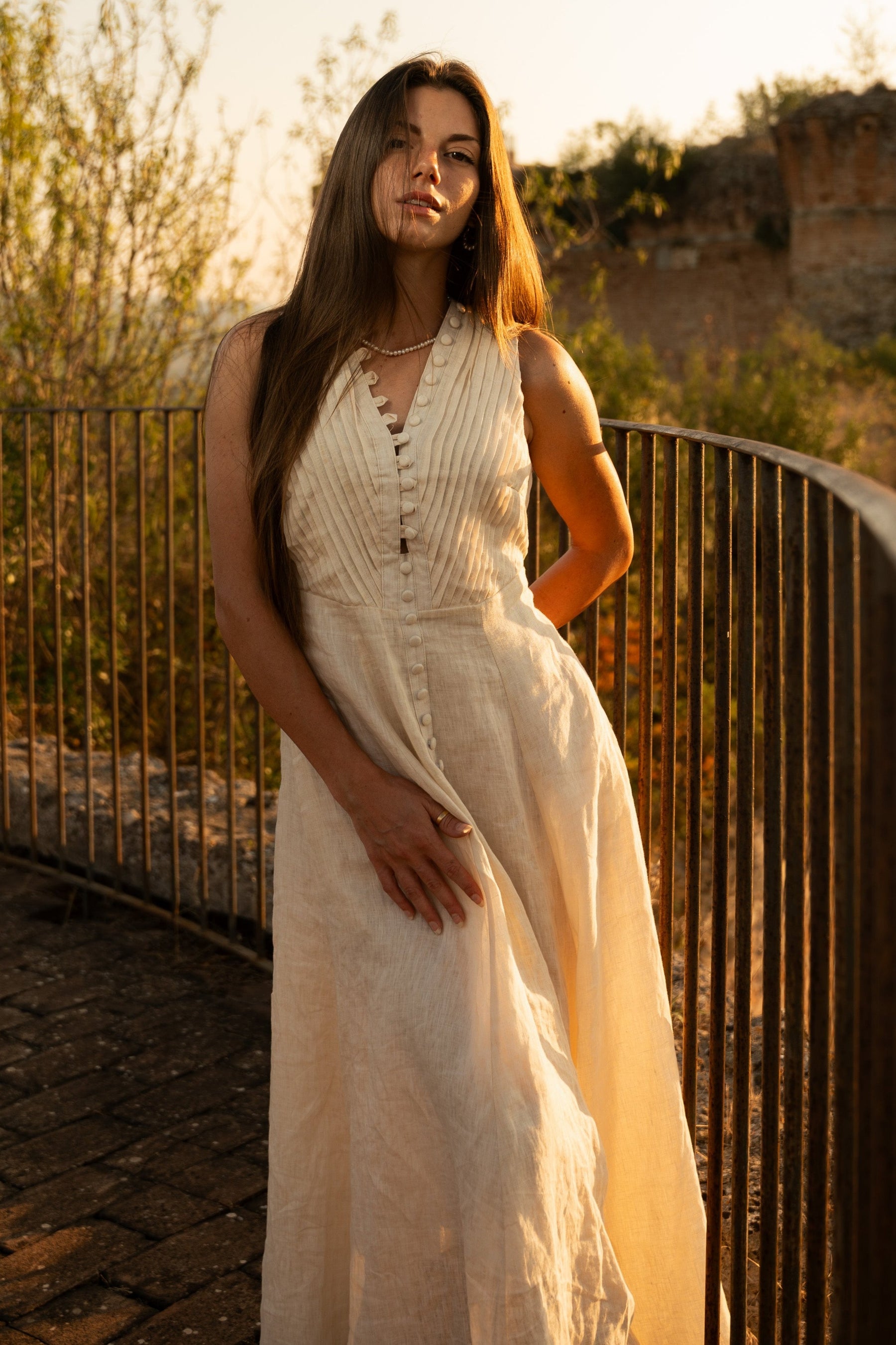 Rebecca 18 | Pleated Maxi Linen Dress – Linennaive