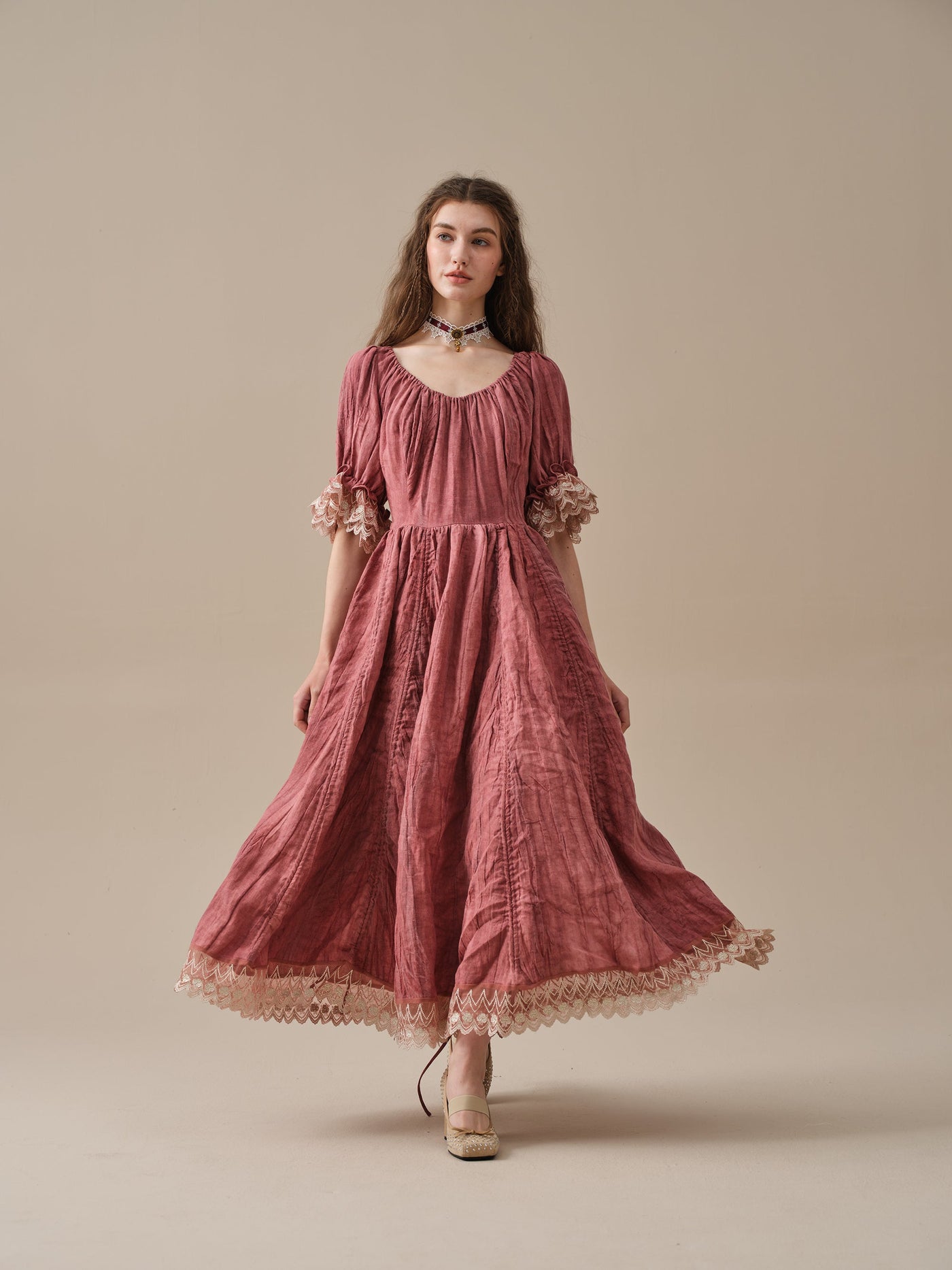 Elowen 27 | Lace Linen dress gown ( 2 way to wear ) – Linennaive