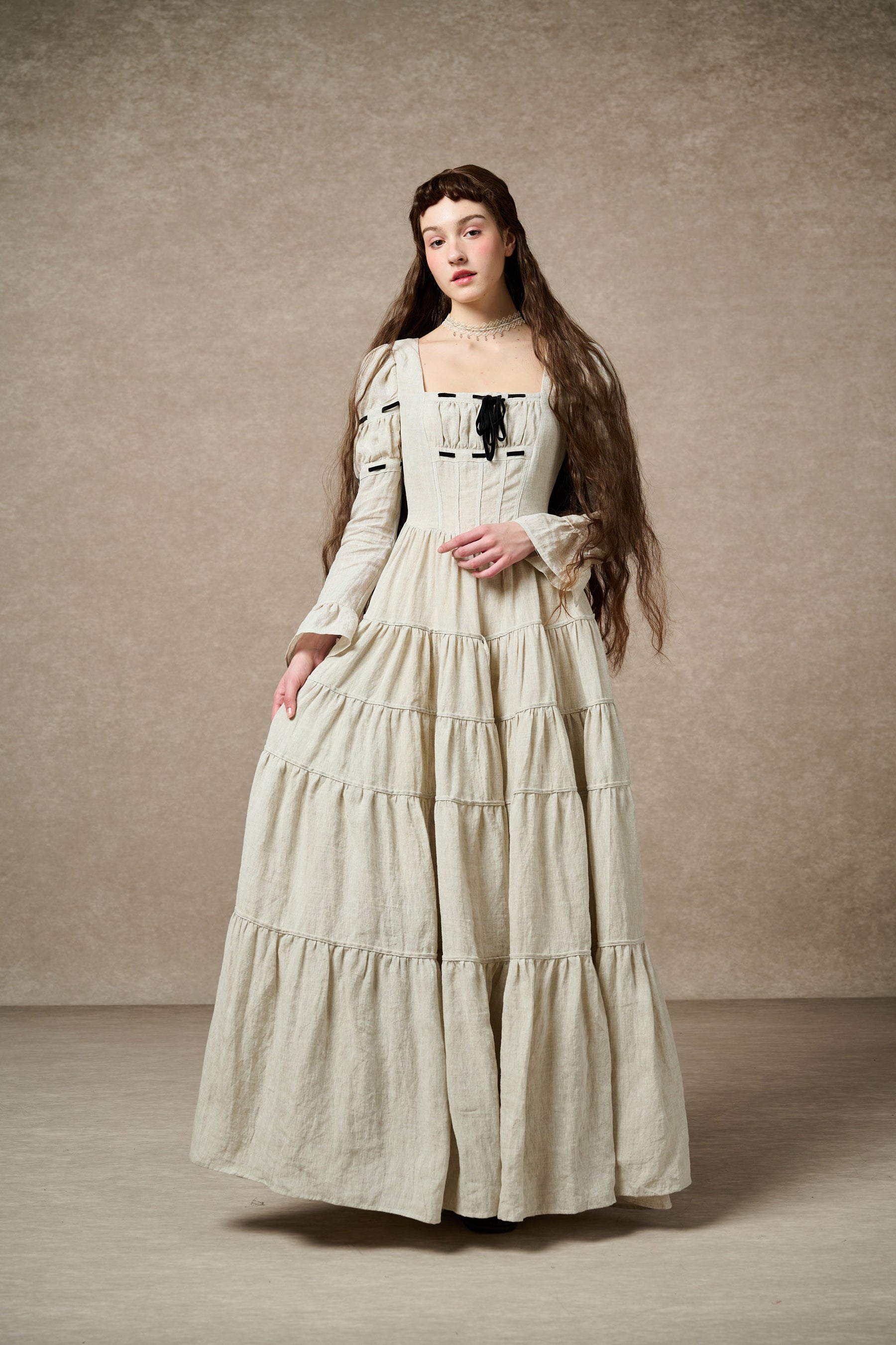 Queena 22 | Empired Maxi linen dress – Linennaive