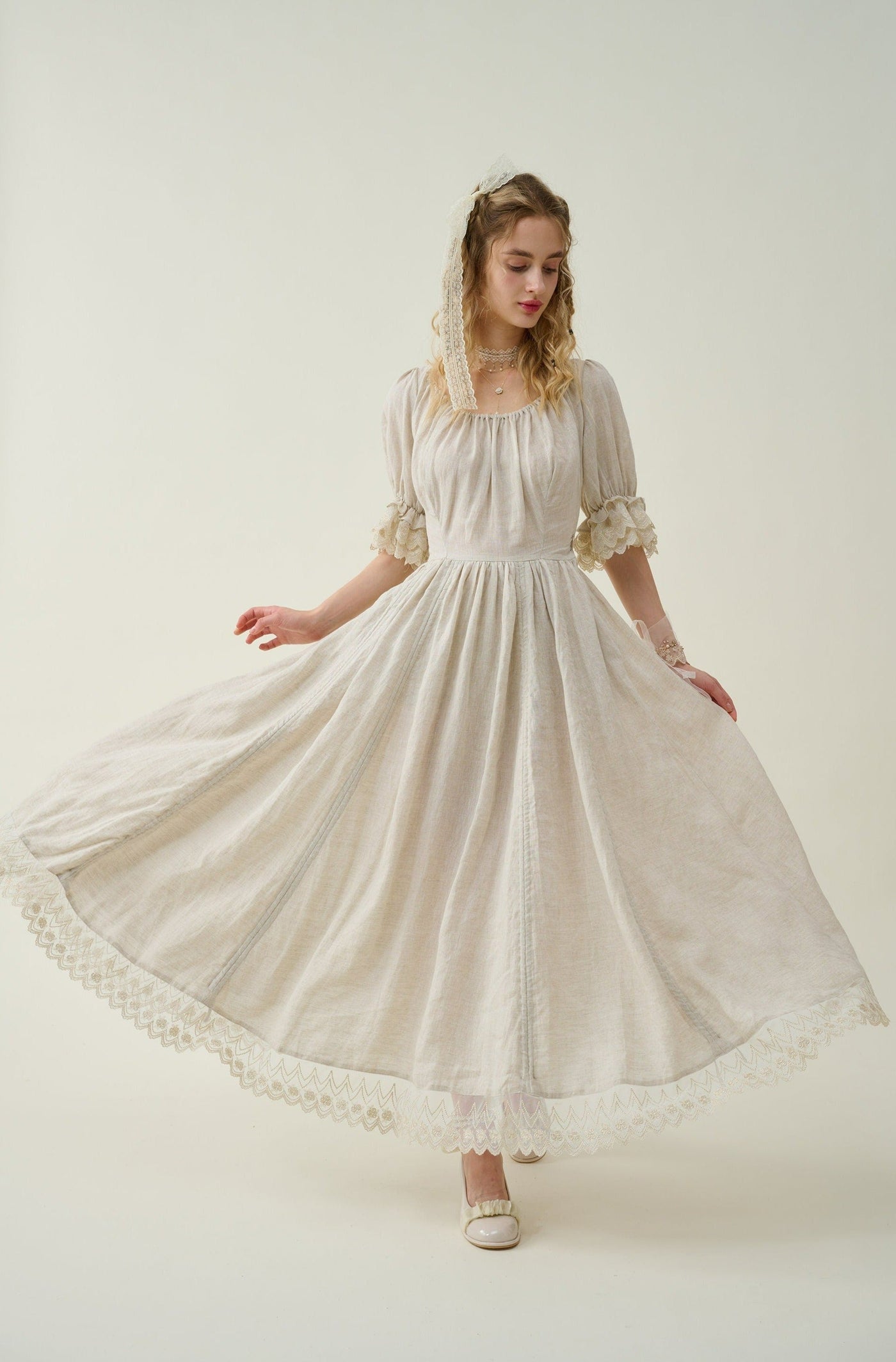 Elowen 27 | Lace Linen dress gown ( 2 way to wear ) – Linennaive
