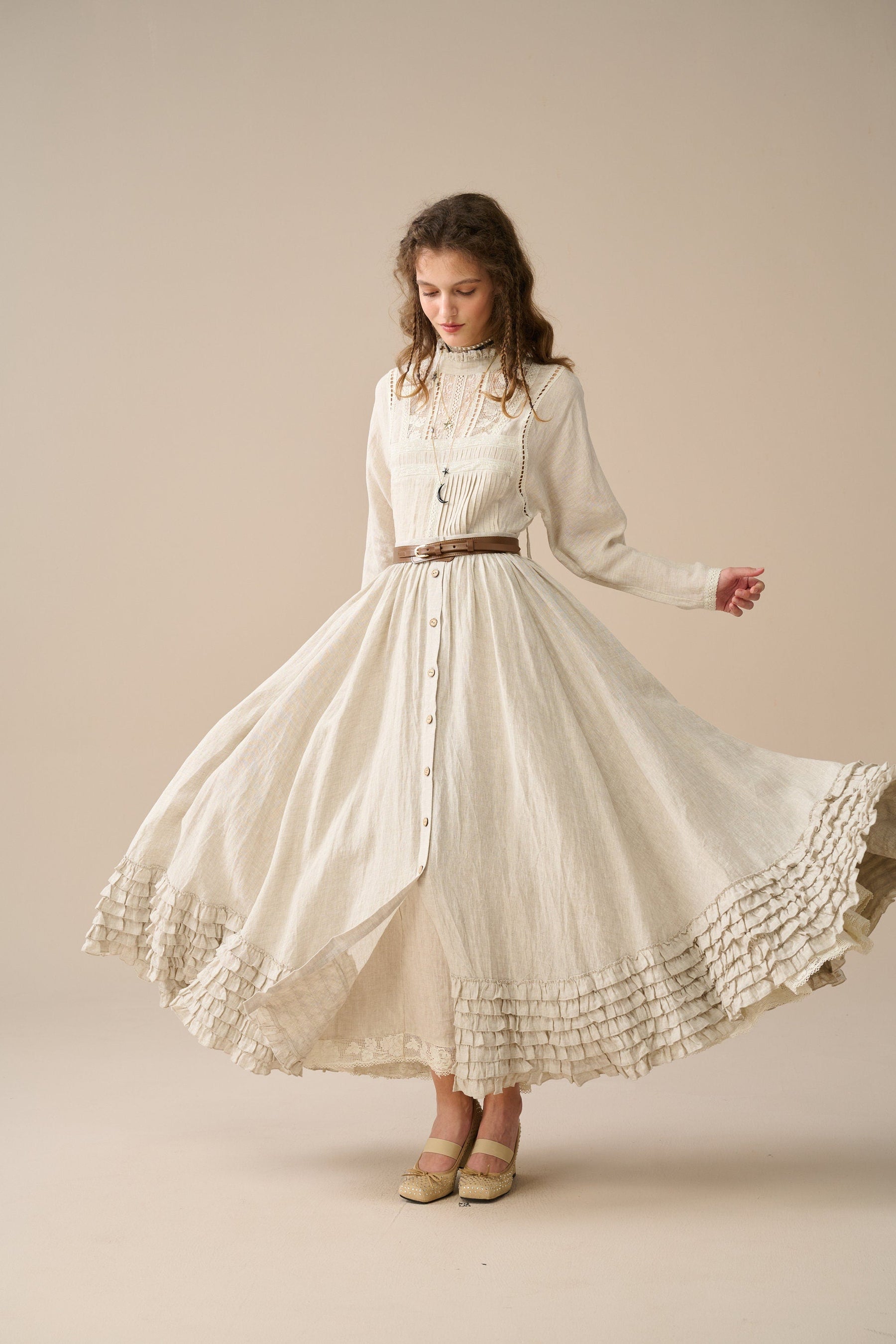 Dorothy 27 | Ruffled maxi linen skirt – Linennaive