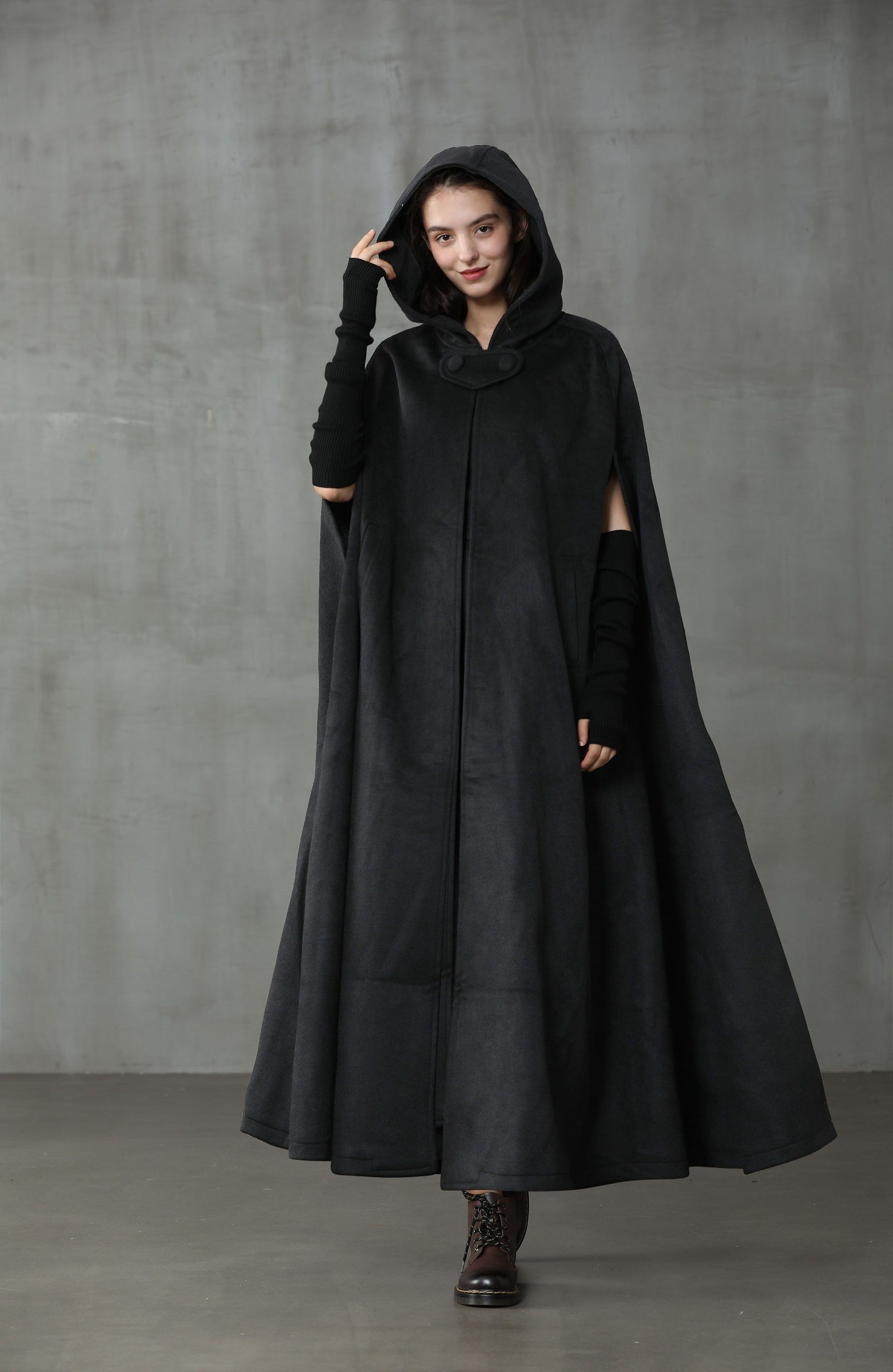 Maxi Hooded Wool Coat Cloak (8 Colors) – Linennaive