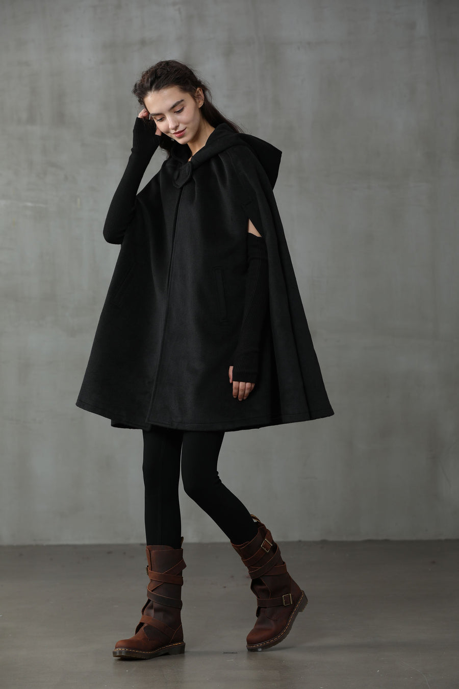 Maxi Hooded Wool Coat Cloak (8 Colors) – Linennaive