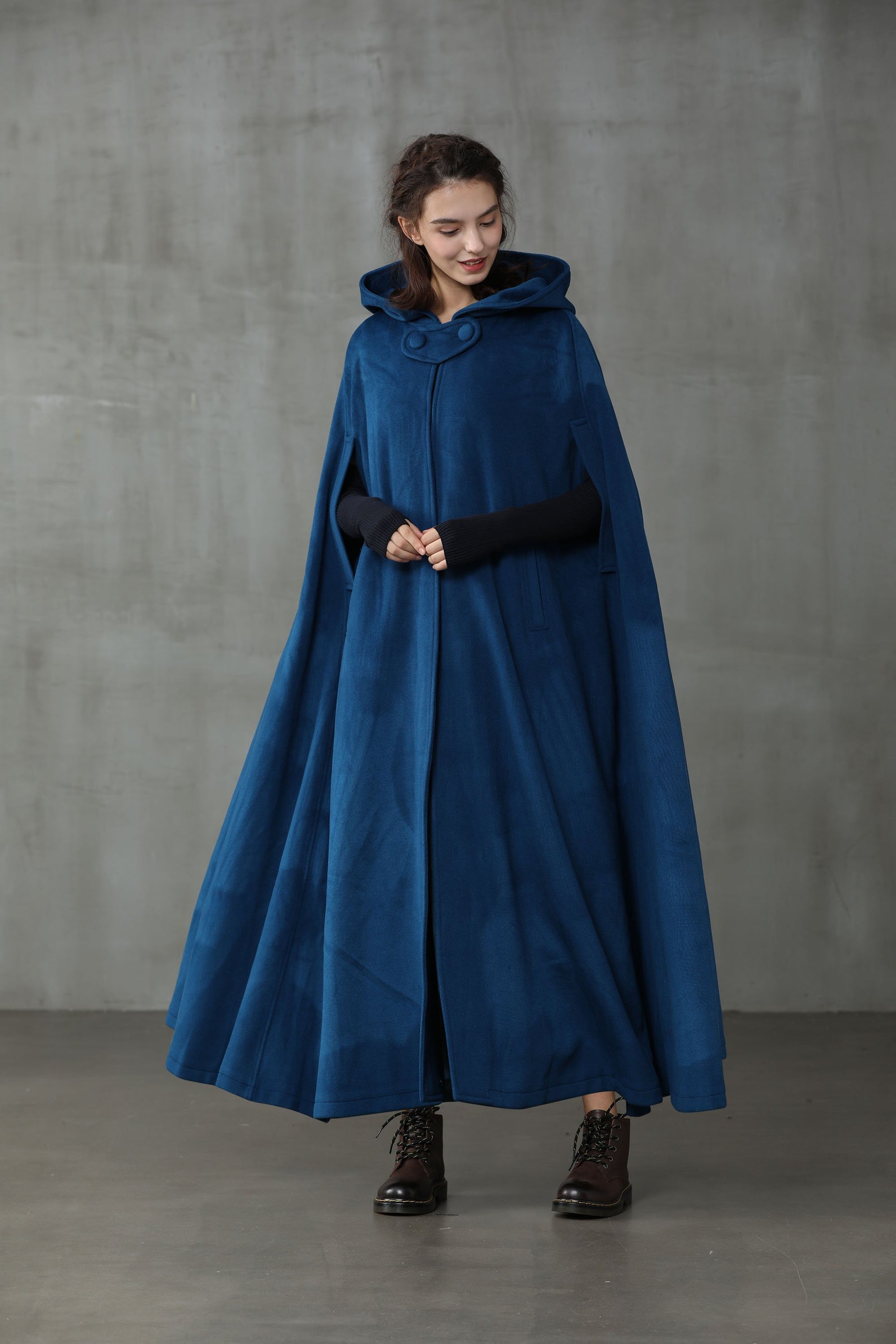 Maxi Hooded Wool Coat Cloak (8 Colors) – Linennaive