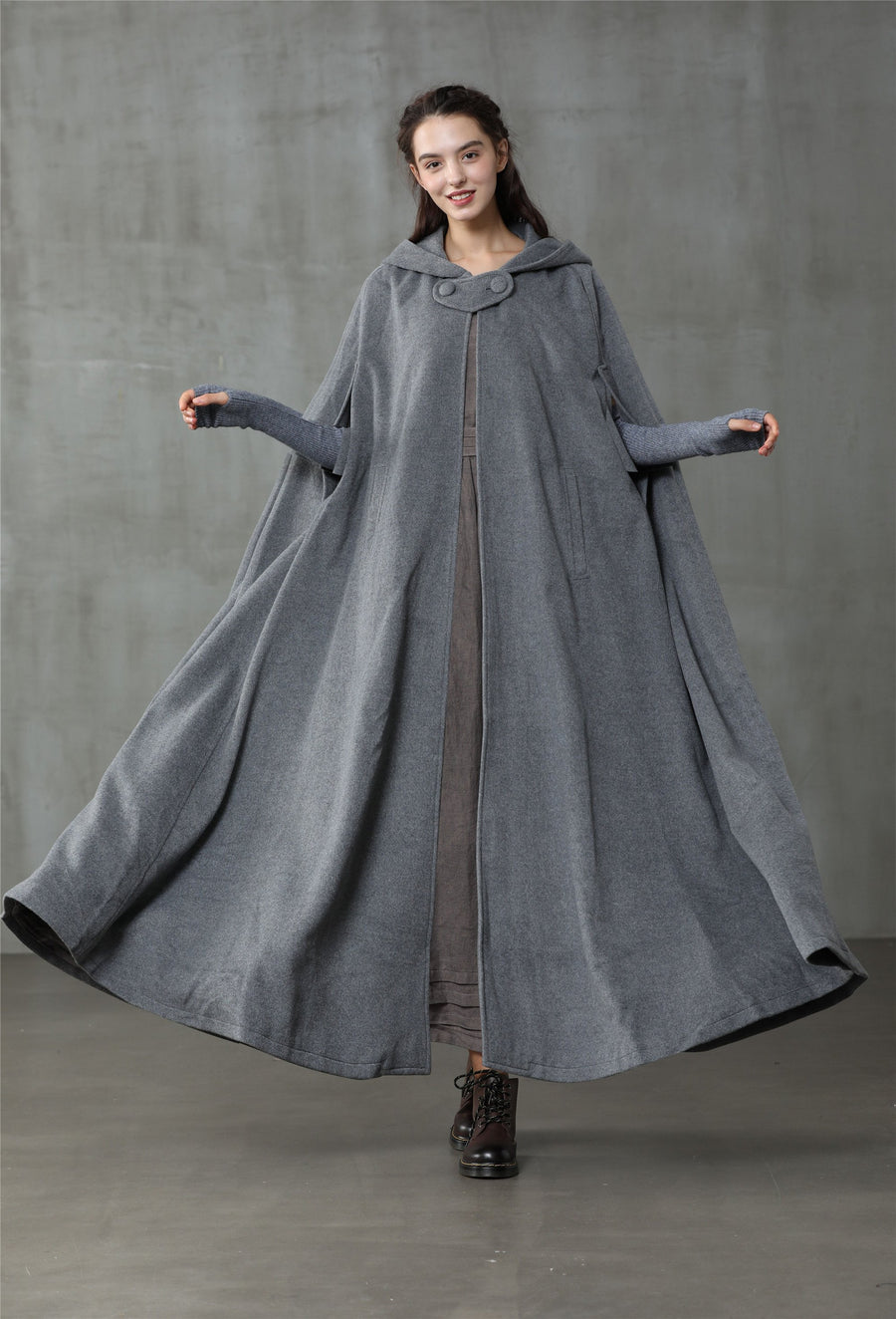Maxi Hooded Wool Coat Cloak (8 Colors) – Linennaive