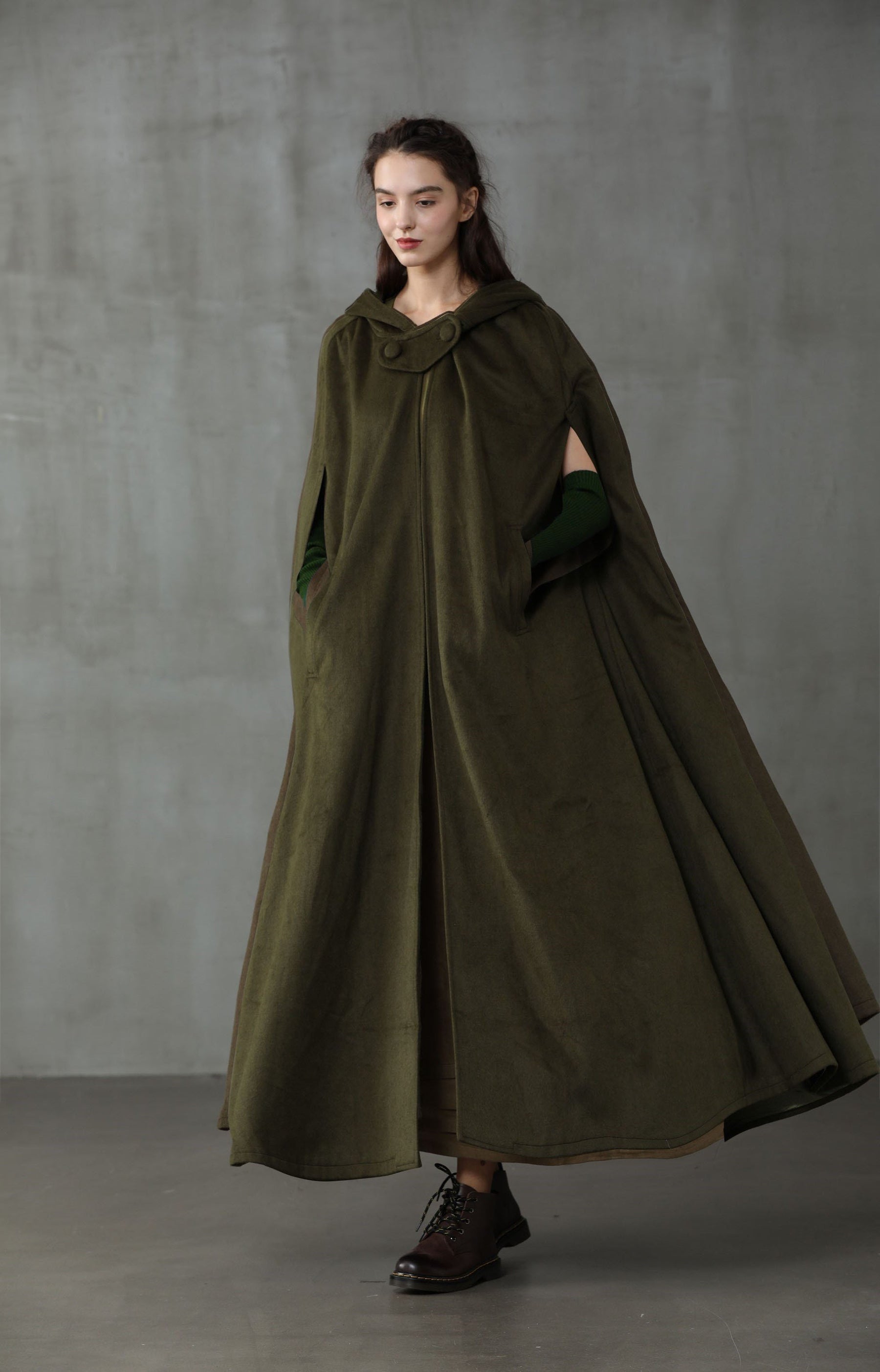 Maxi Hooded Wool Coat Cloak (8 Colors) – Linennaive