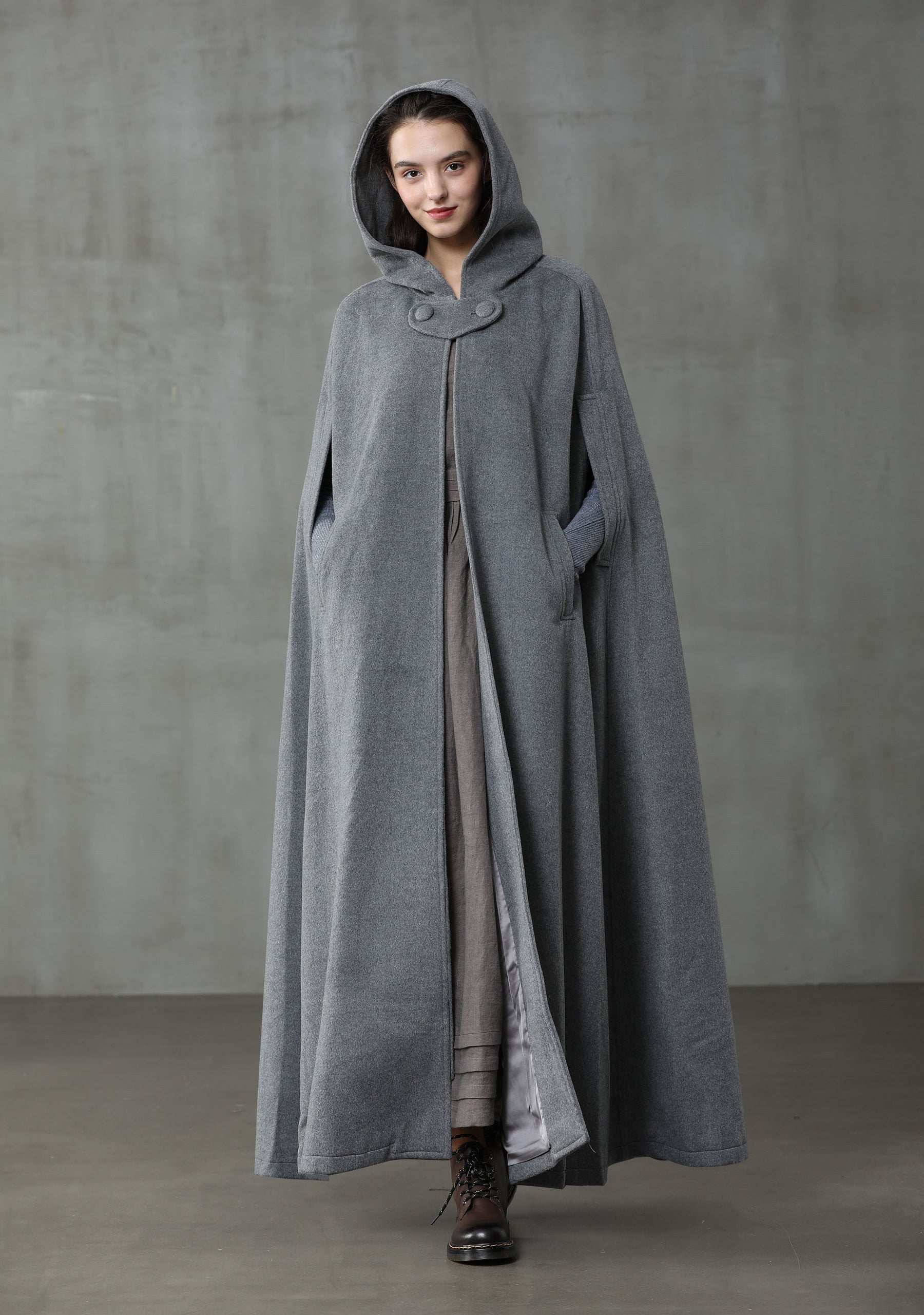Maxi Hooded Wool Coat Cloak (8 Colors) – Linennaive