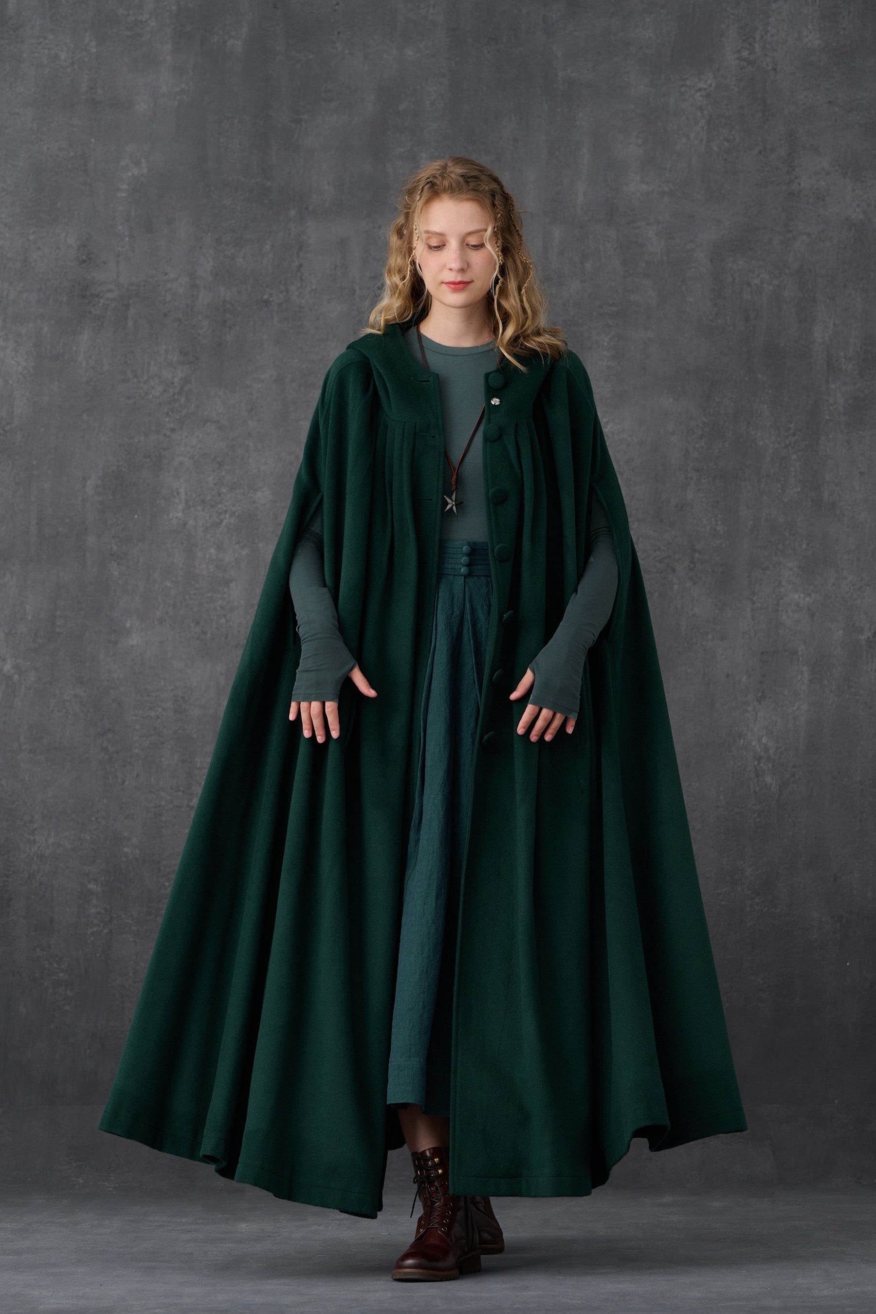 ARIEL 14 | HOODED WOOL CLOAK COAT – Linennaive