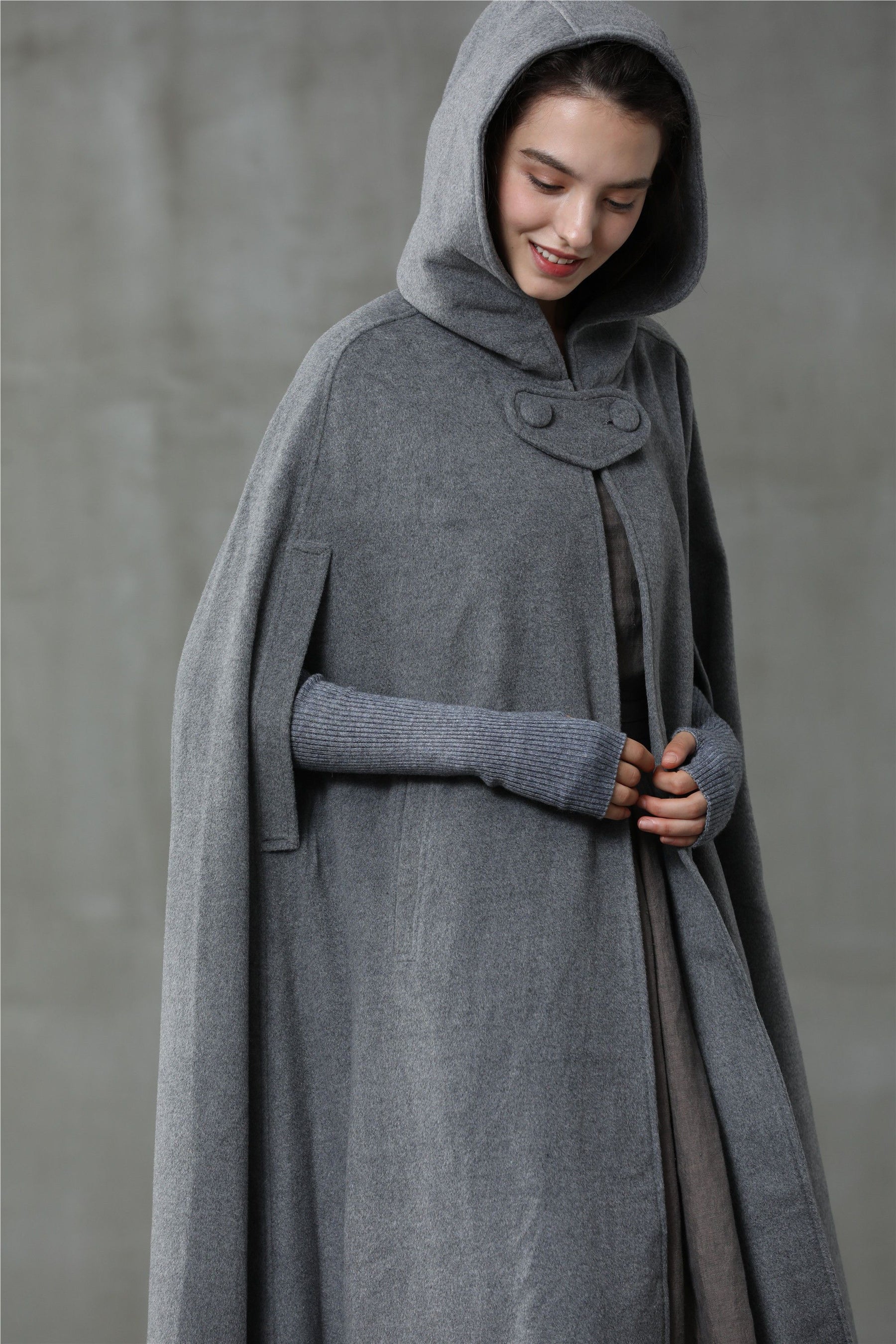 Maxi Hooded Wool Coat Cloak (8 Colors) – Linennaive