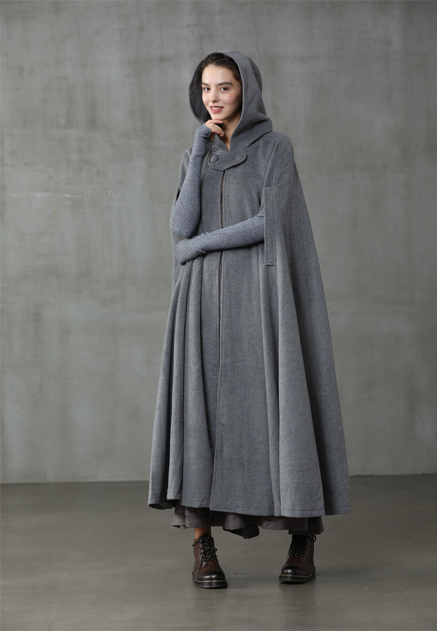 Maxi Hooded Wool Coat Cloak (8 Colors) – Linennaive
