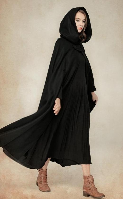 Maxi Hooded Wool Coat Cloak (8 Colors) – Linennaive