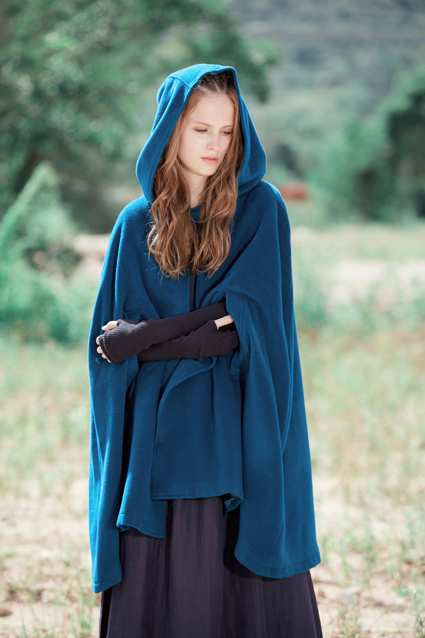 Maxi Hooded Wool Coat Cloak (8 Colors) – Linennaive