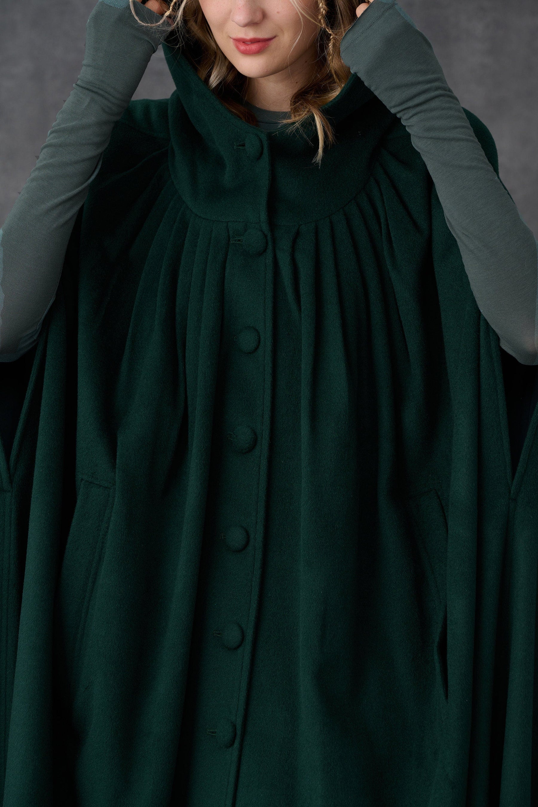 ARIEL 14 | HOODED WOOL CLOAK COAT – Linennaive