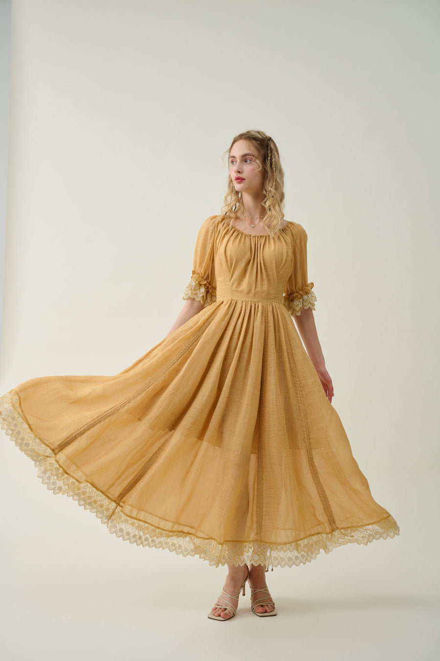 Elowen 27 | Lace Linen dress gown ( 2 way to wear ) – Linennaive