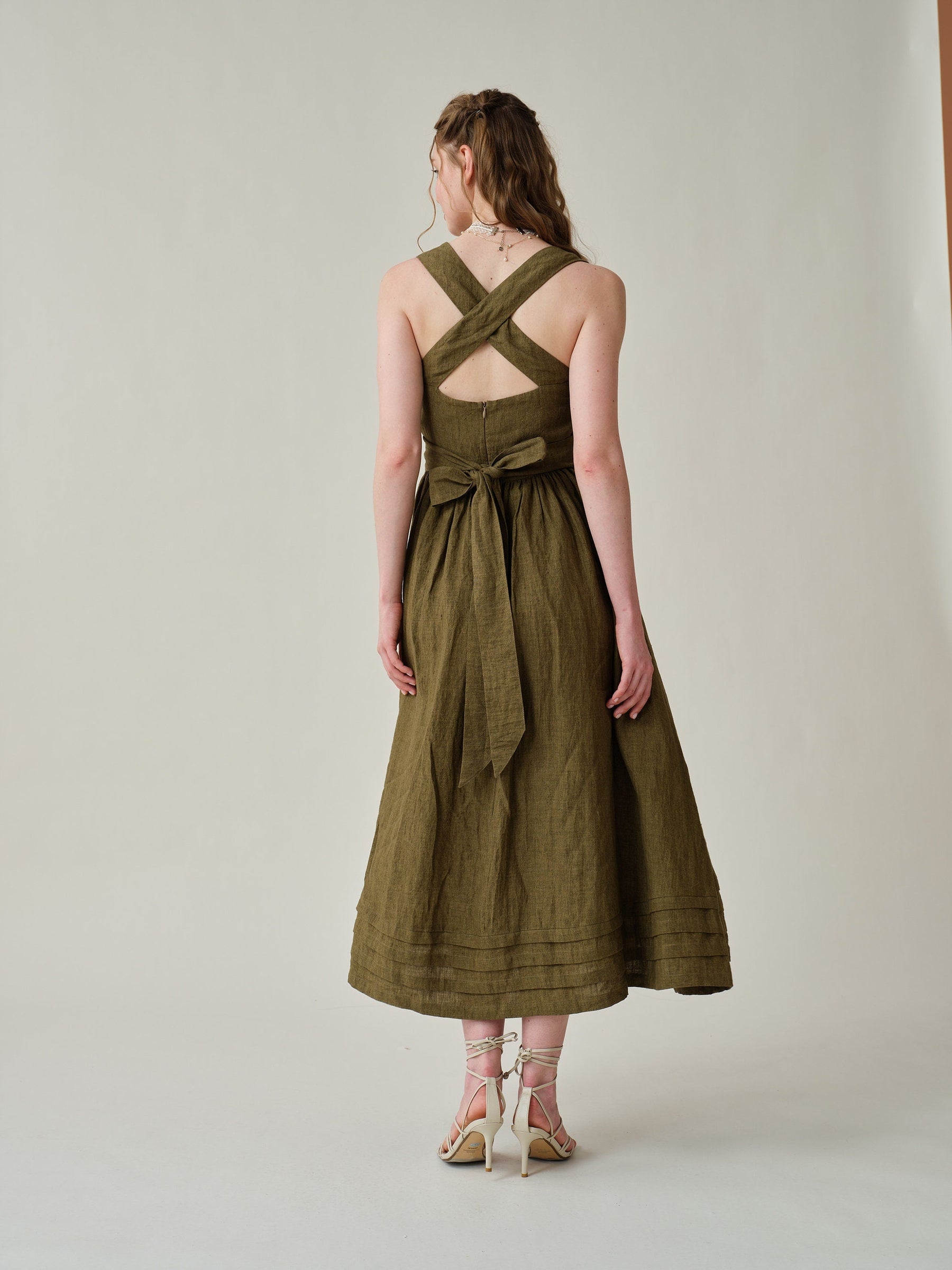 Vetiver 23 | cross back linen dress – Linennaive