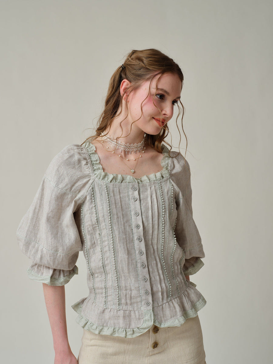 Martha 21 | Handmade lace linen blouse – Linennaive