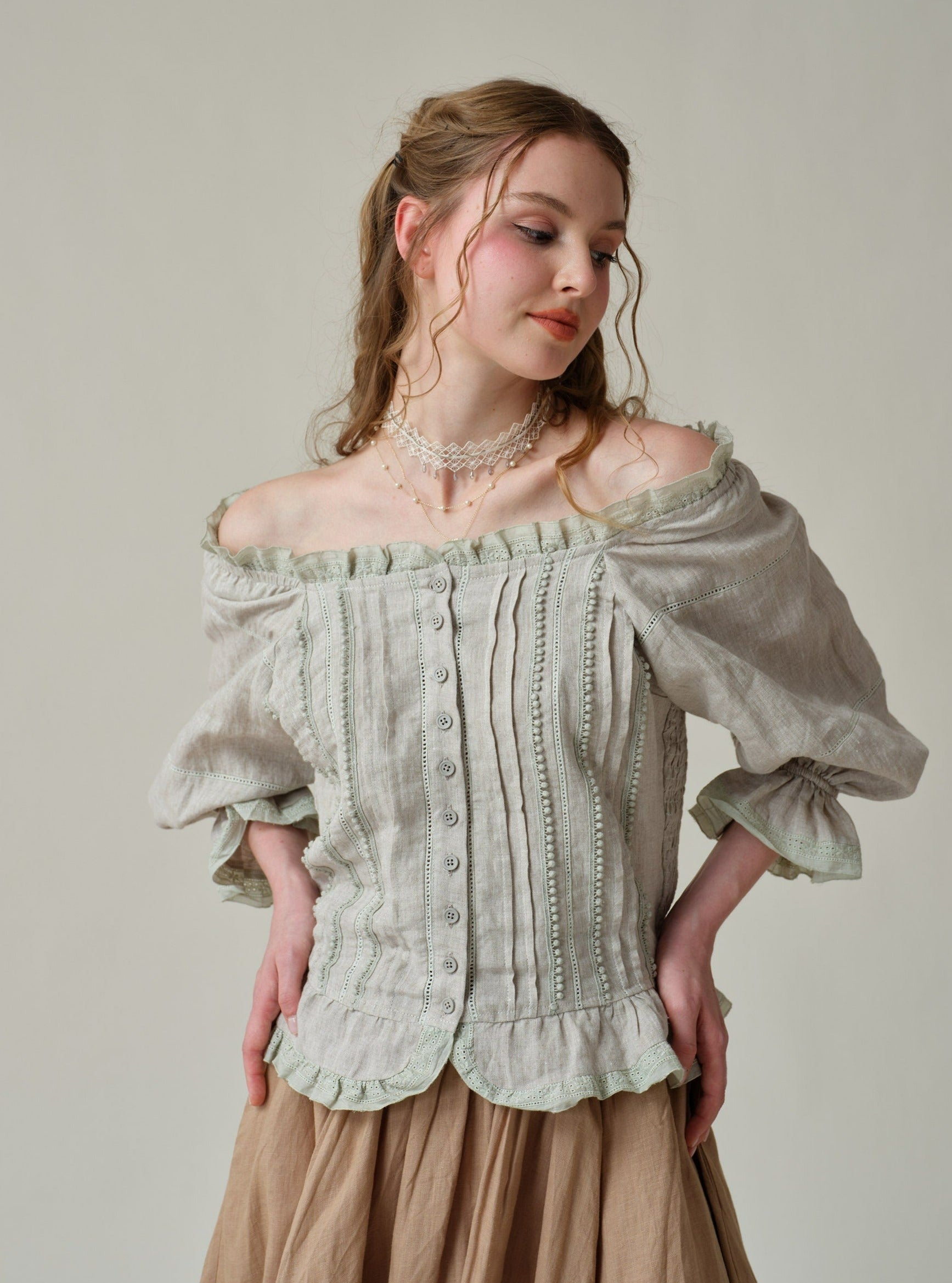 Martha 21 | Handmade lace linen blouse – Linennaive