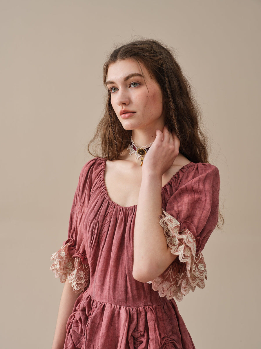 Elowen 27 | Lace Linen dress gown ( 2 way to wear ) – Linennaive