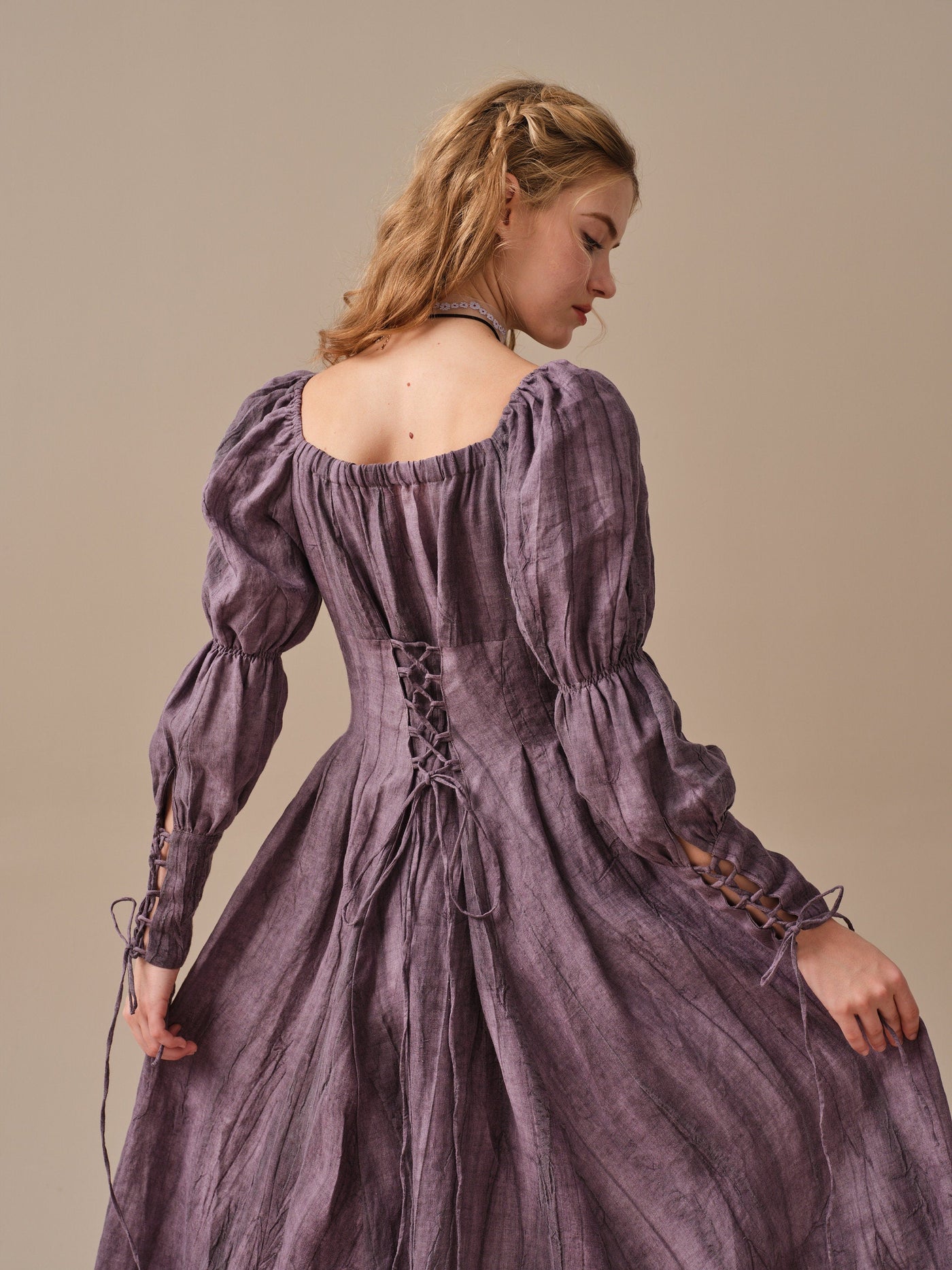 PHOENIX 24 | REGENCY LACE-UP LINEN DRESS – Linennaive